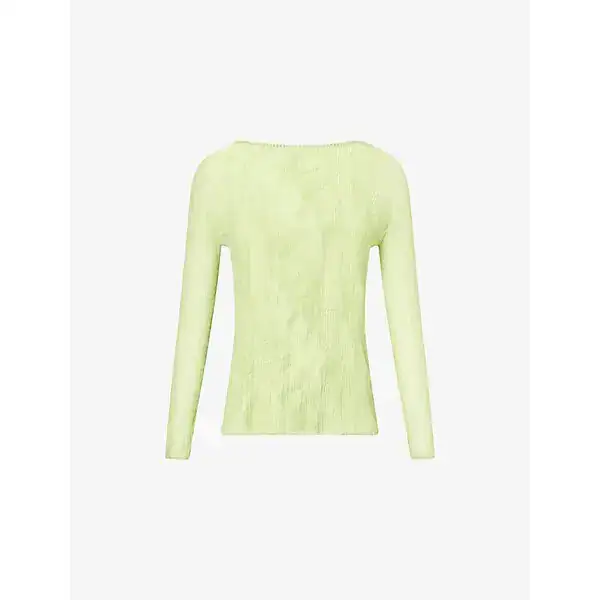 Issey Miyake Chiffon Twist Knitted Top - Moegi Green | Editorialist