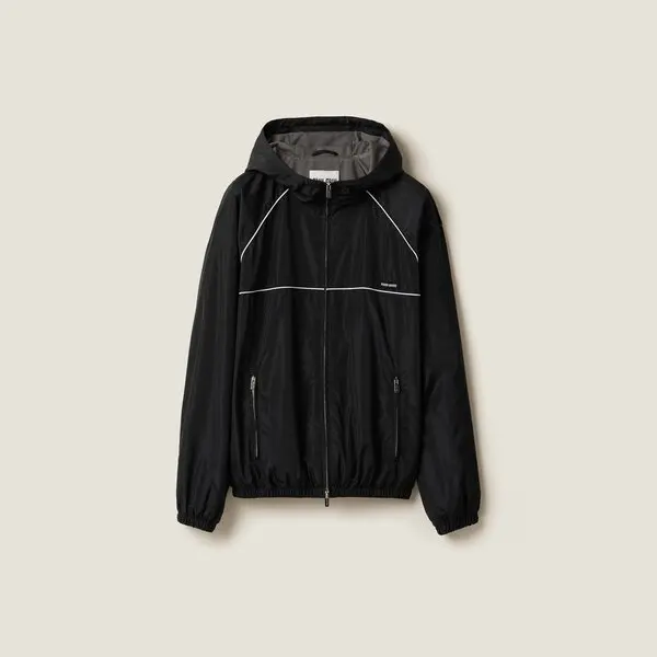 Miu Miu Technical Silk Zipper Blouson Jacket - Black