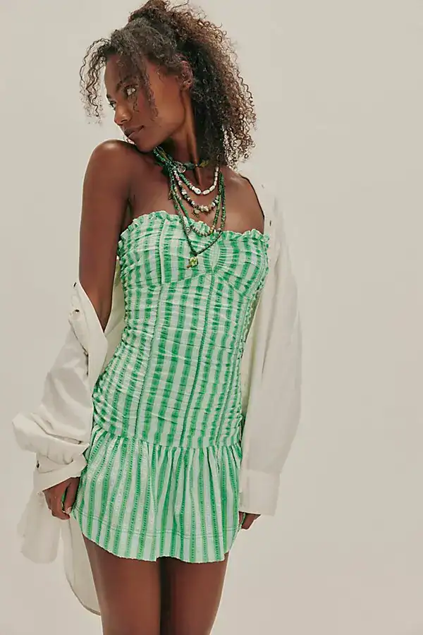 Free People Surefire Mini Dress In Emerald Combo June Stripe - 45% Off |  Editorialist