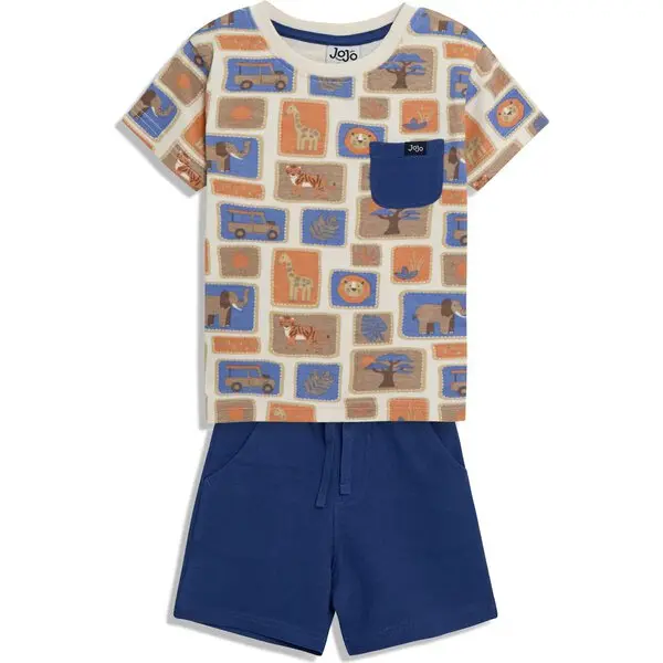 JOJO MAMAN BEBE Safari Print Cotton T-shirt & Shorts Set