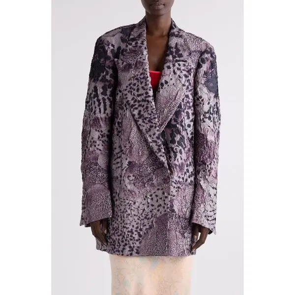 Dries Van Noten Spots Print Oversized Blazer