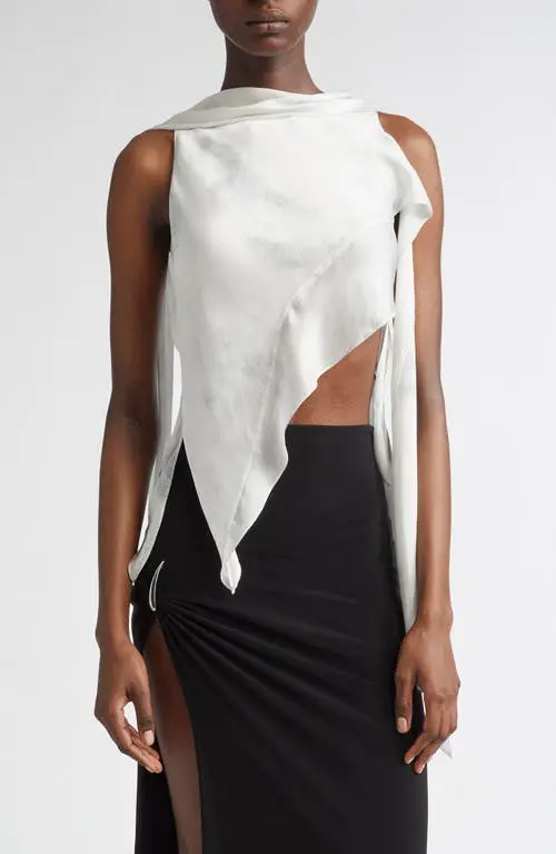 GRACE LING Asymmetric Silk Chiffon Scarf Top - Ash