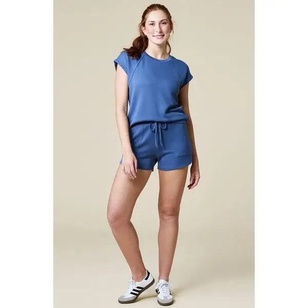 SOFTIES Athleisure Puredream Short Raglan Crew Neck Short Set - Indigo