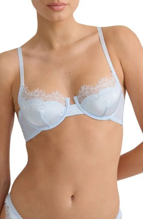 KAT THE LABEL Sorrento Underwire Lace Trim Demi Bra - Ice