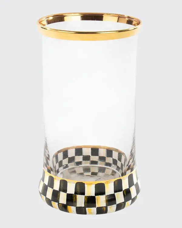 MACKENZIE-CHILDS Courtly Check Highball Glass - Black/white