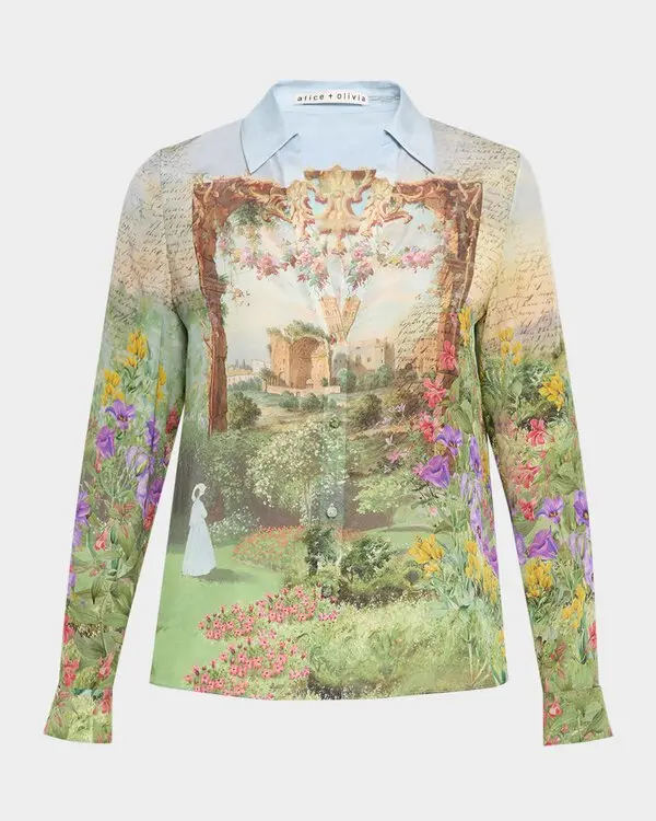 Alice + Olivia Eloise Button-front Blouse - Dusk To Dawn