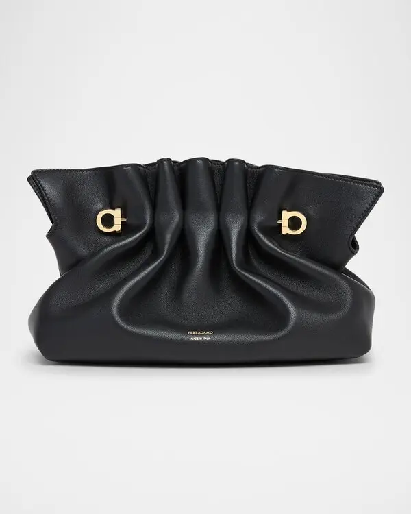 FERRAGAMO Small Gancio Piercing Shoulder Bag - Nero