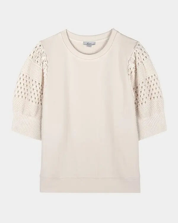 Rails Kimberly Crochet Puff-sleeve Sweatshirt