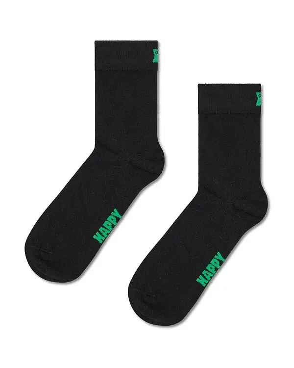 Happy Socks Solid Half Crew Socks - Black