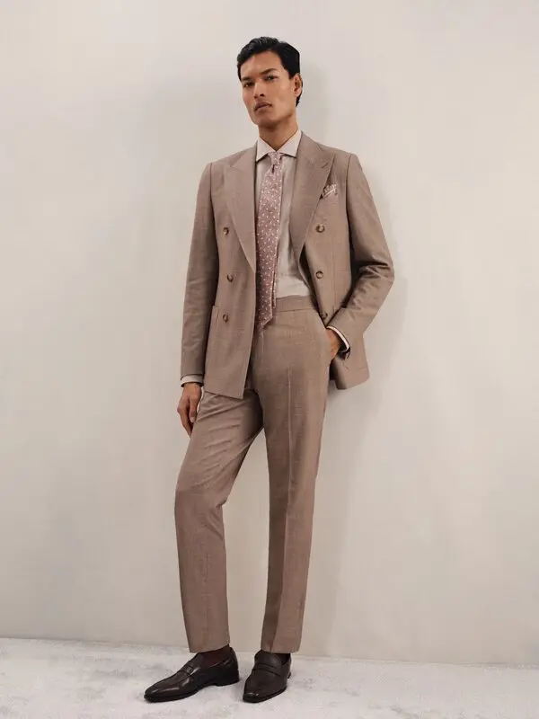 REISS Belmont Slim-fit Wool Trousers - Brown