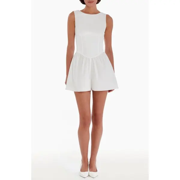 Amanda Uprichard Bellini Satin Bodice Romper