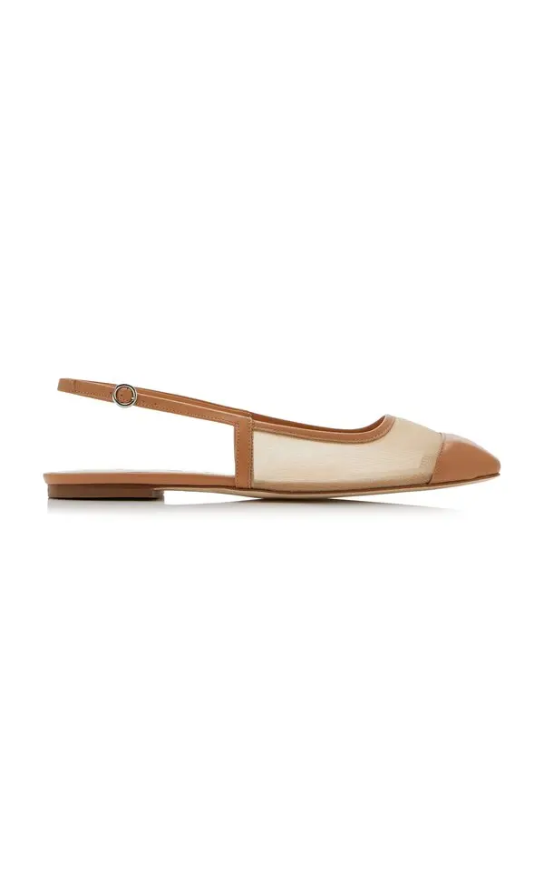 AeydĒ Geraldine Mesh Slingback Flats - Neutral