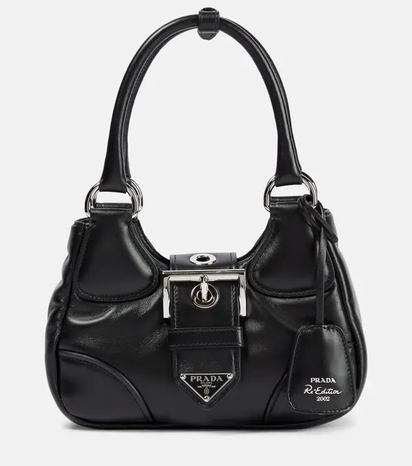 Prada Moon Small Leather Shoulder Bag - Black