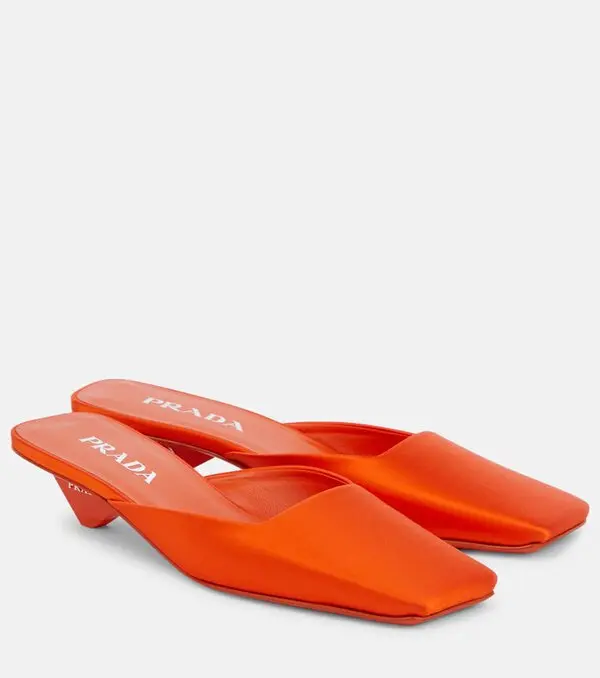 Prada Satin Mules - Orange