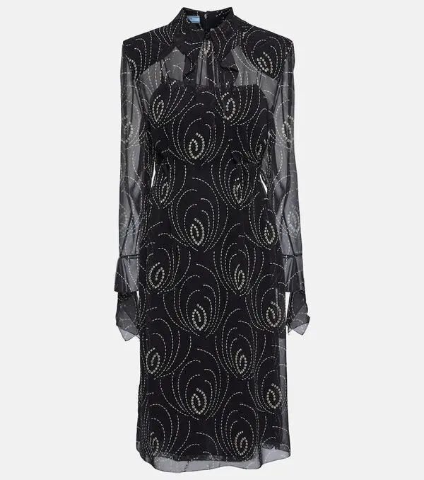 Prada Printed Georgette Midi Dress