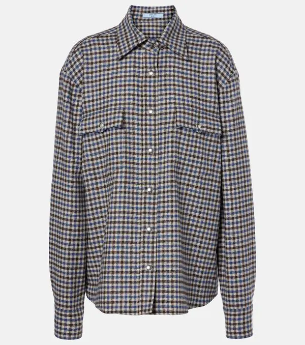 Prada Checked Wool Shirt - Brown