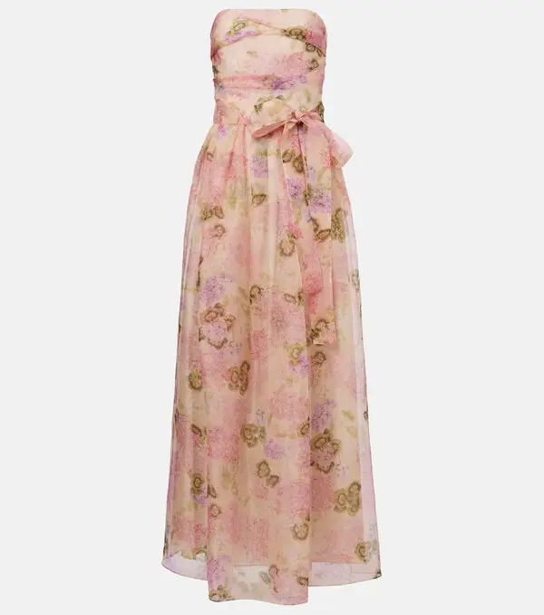 Max Mara Lisetta Floral Silk Organza Bustier Gown - Multicoloured
