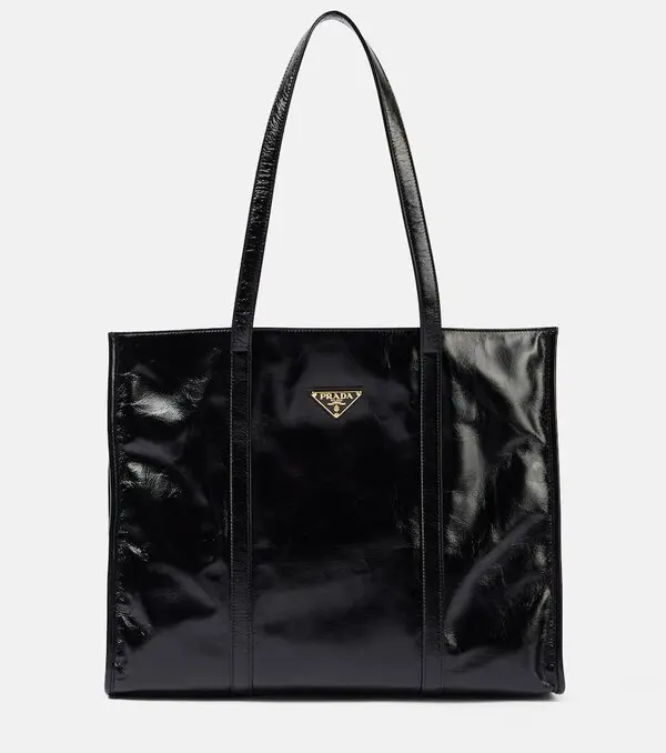 Prada Large Leather Tote Bag - Black