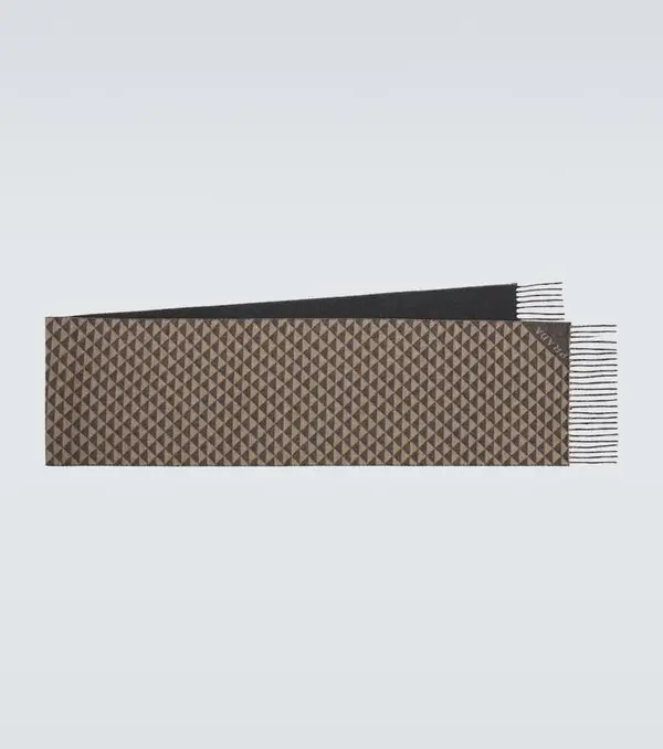 Prada Symbole Reversible Wool And Cashmere Scarf