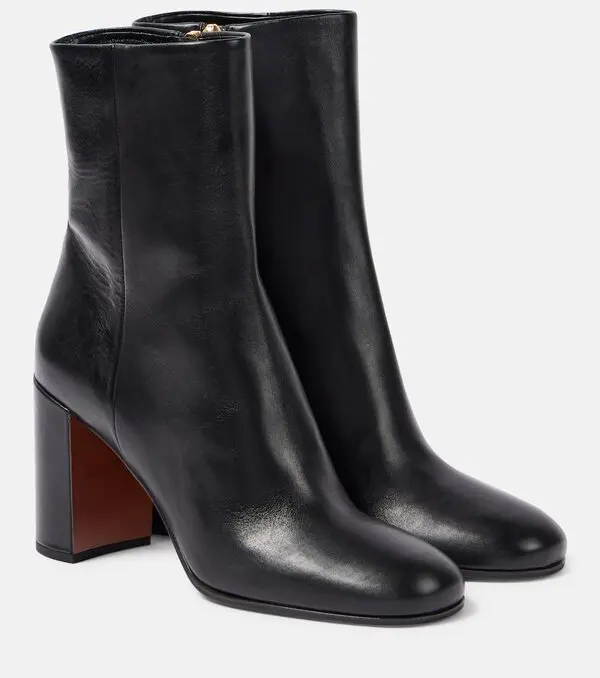 Prada Logo Leather Ankle Boots - Black