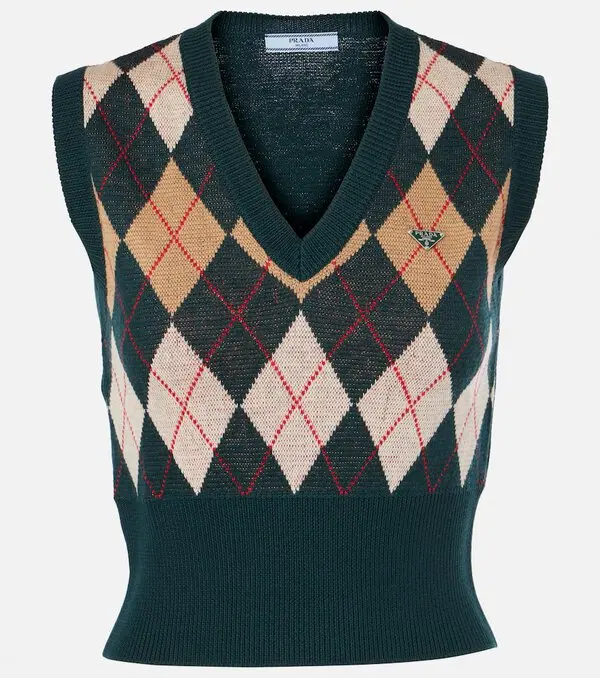 Prada Argyle Virgin Wool Vest - Multicoloured