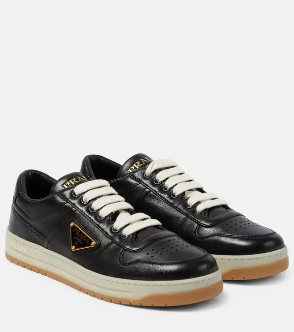 Prada Downtown Leather Low-top Sneakers - Black
