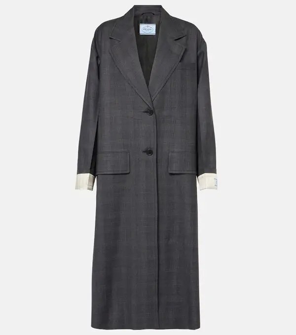 Prada Checked Virgin Wool Coat