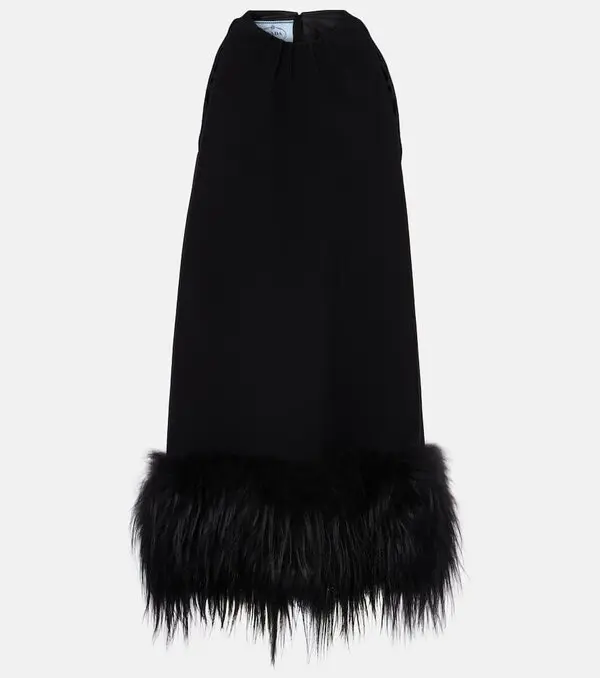 Prada Feather-trimmed Minidress