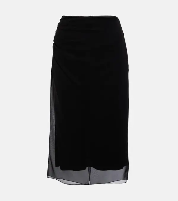 Prada Georgette Midi Skirt - Black
