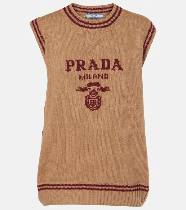 Prada Logo Wool And Cashmere Sweater Vest - Multicoloured