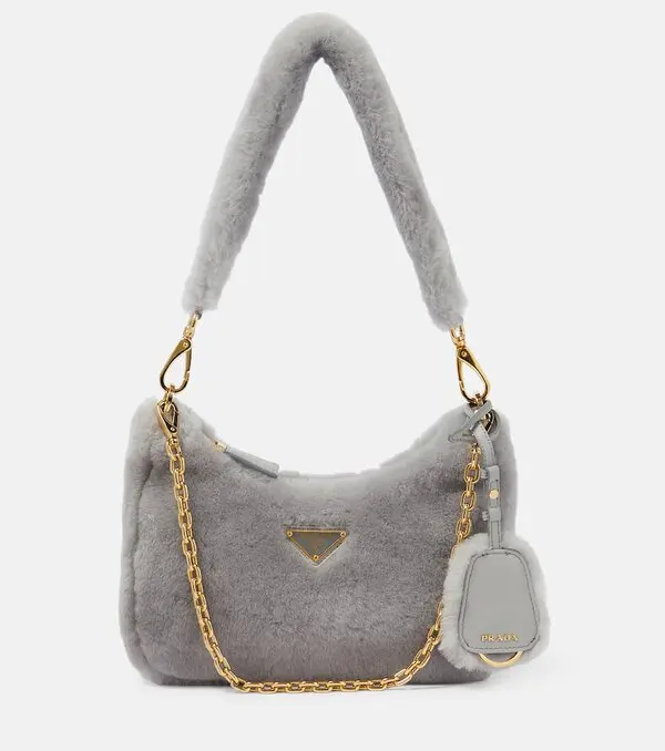Prada Re-edition 2005 Shearling Shoulder Bag - Blue