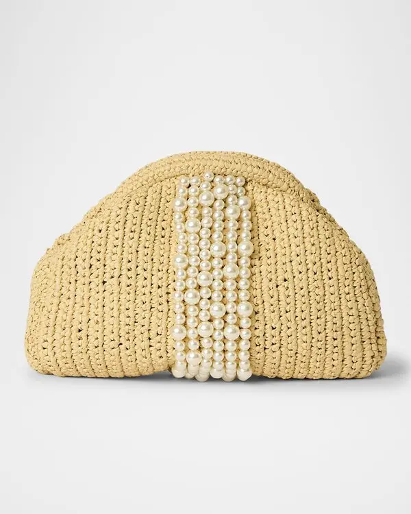 BTB LOS ANGELES Mimosa Pearly Straw Clutch