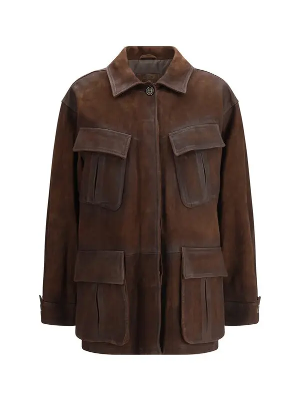 VALSTAR Leather Sahariana Jacket - Brown