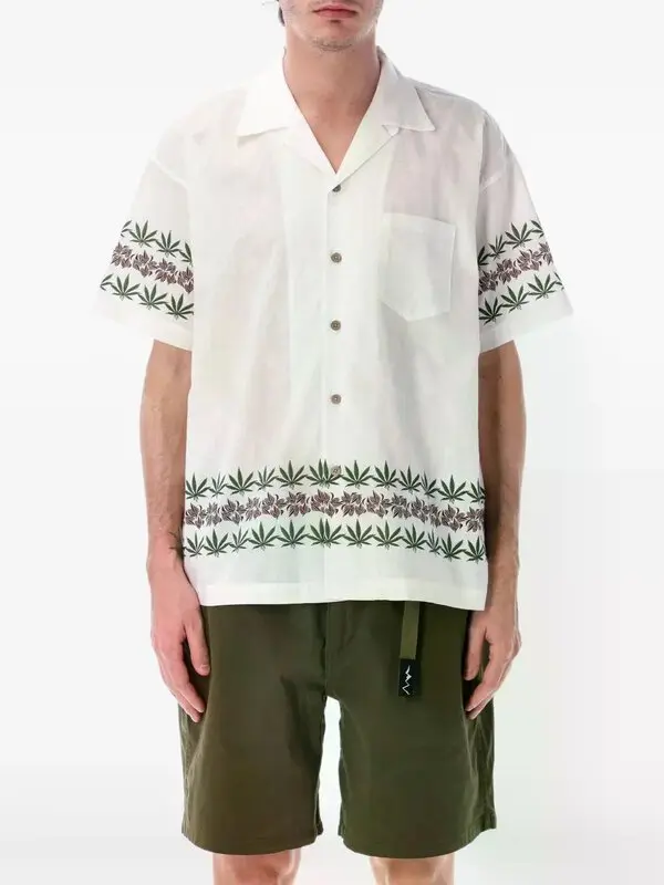MANASTASH Manaloha Leaf-print Short-sleeve Shirt - White