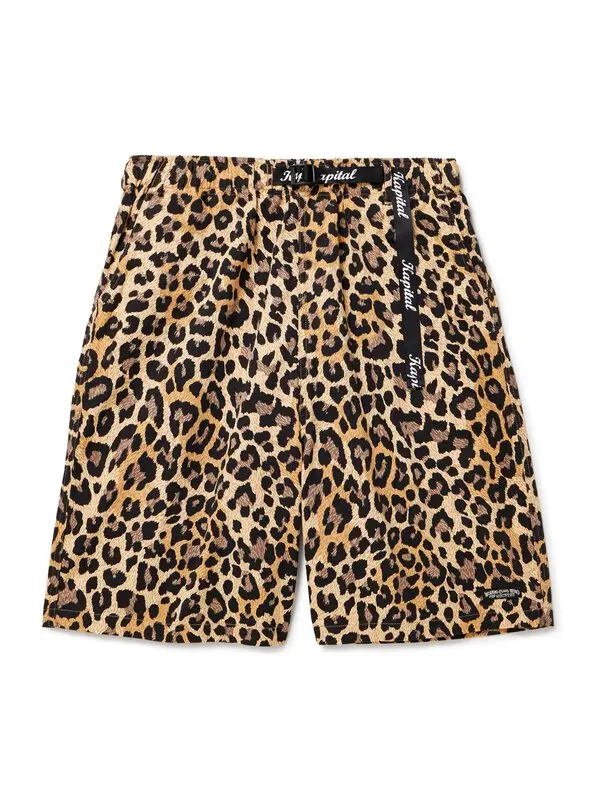 Kapital Easy Wide-leg Leopard-print Cotton-twill Shorts