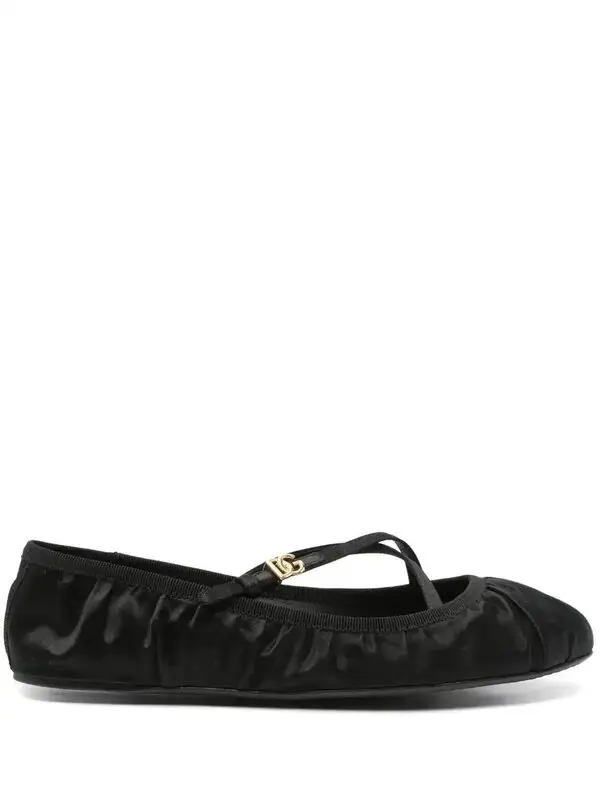 Dolce & Gabbana Logo Buckle Ballet Flats - Black