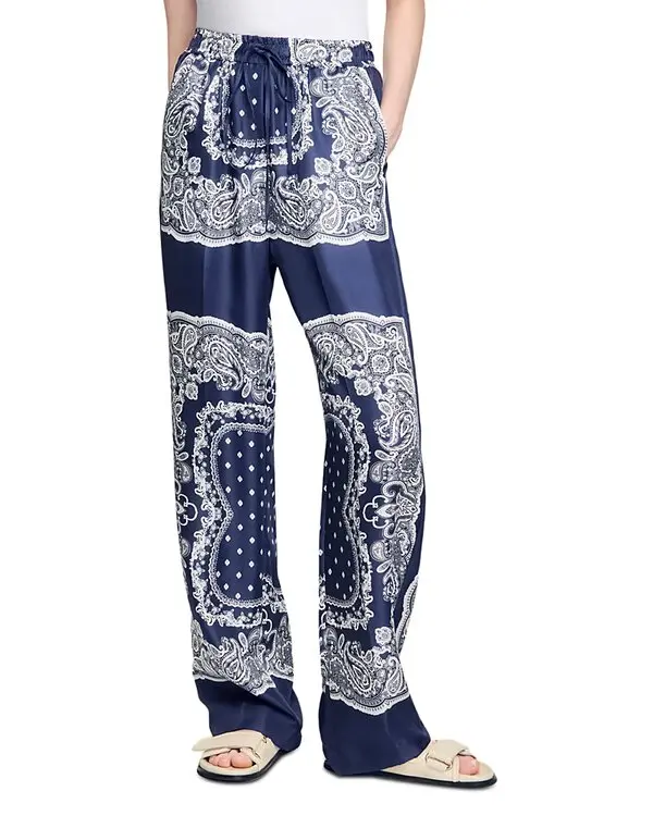 Sandro Printed Drawstring Pants