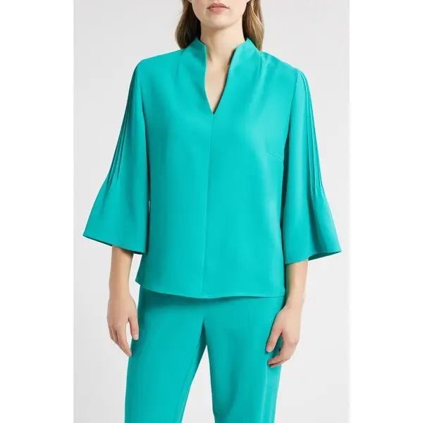 Ming Wang Raised Seam Bell Sleeve Top
