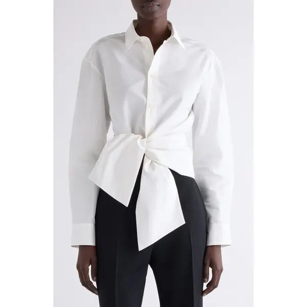 Givenchy Bow Taffeta Button-up Shirt - Off White