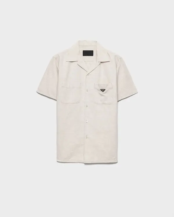 Prada Short-sleeved Chambray Shirt - Natural