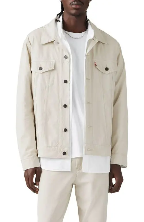 LEVI'S Relaxed Fit Cotton & Linen Trucker Jacket - Silver Birch White