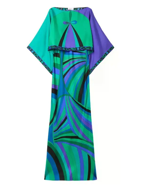 Emilio Pucci Iride-print Cape Dress - Green