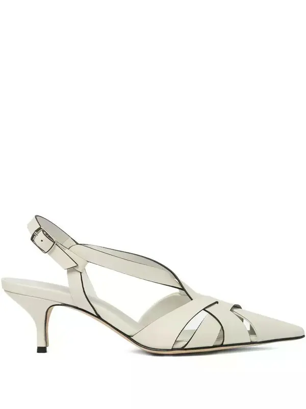 SCAROSSO Leather Slingback Pumps - Neutrals