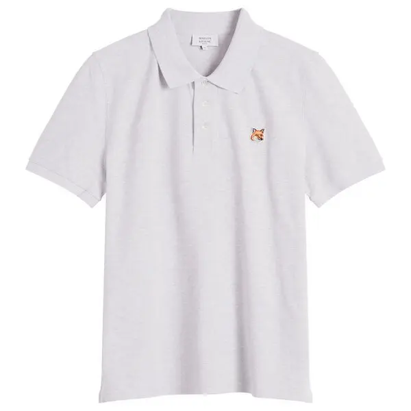 Maison Kitsuné Fox Head Patch Regular Polo - Light Grey Melange