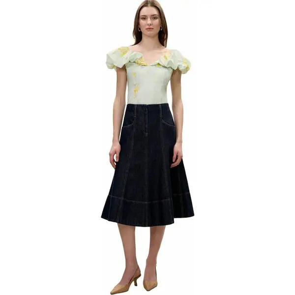 Rebecca Taylor Yara Poplin Top - Sage Combo