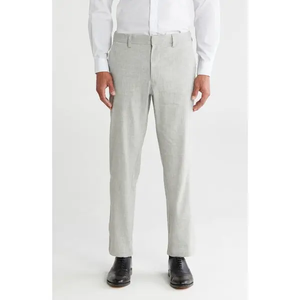 Nordstrom Flat Front Linen Blend Chinos - Grey Ultimate- White