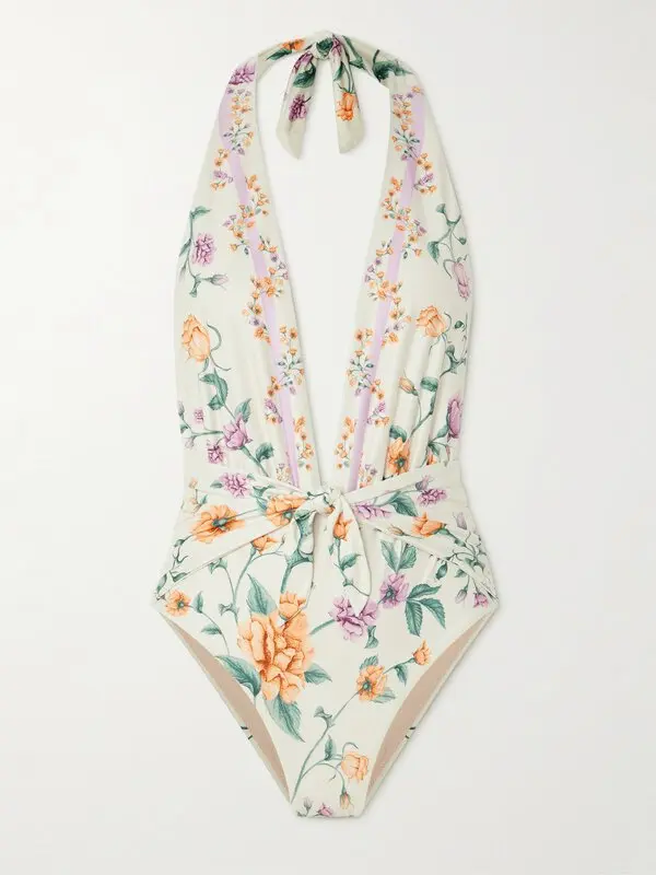 Agua Bendita Salm Chinesis Floral-print Recycled Swimsuit - White