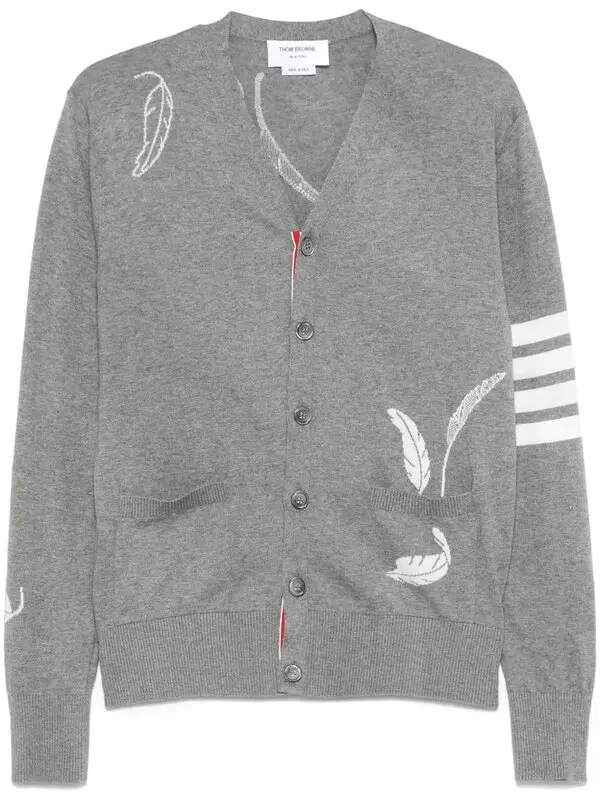 Thom Browne 4-bar Stripe Cardigan - Grey