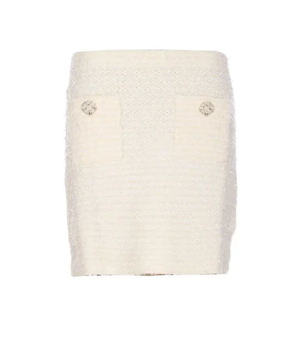 SELF-PORTRAIT Boucle' Mini Skirt - White