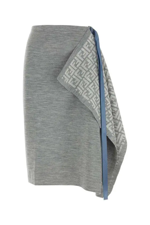 Fendi Melange Wool-blend Skirt